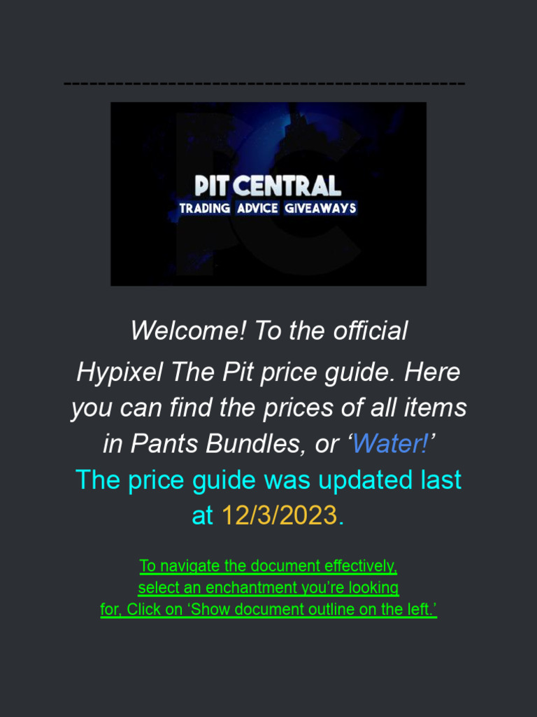Hypixel The Pit's Mystic Price Guide | PDF