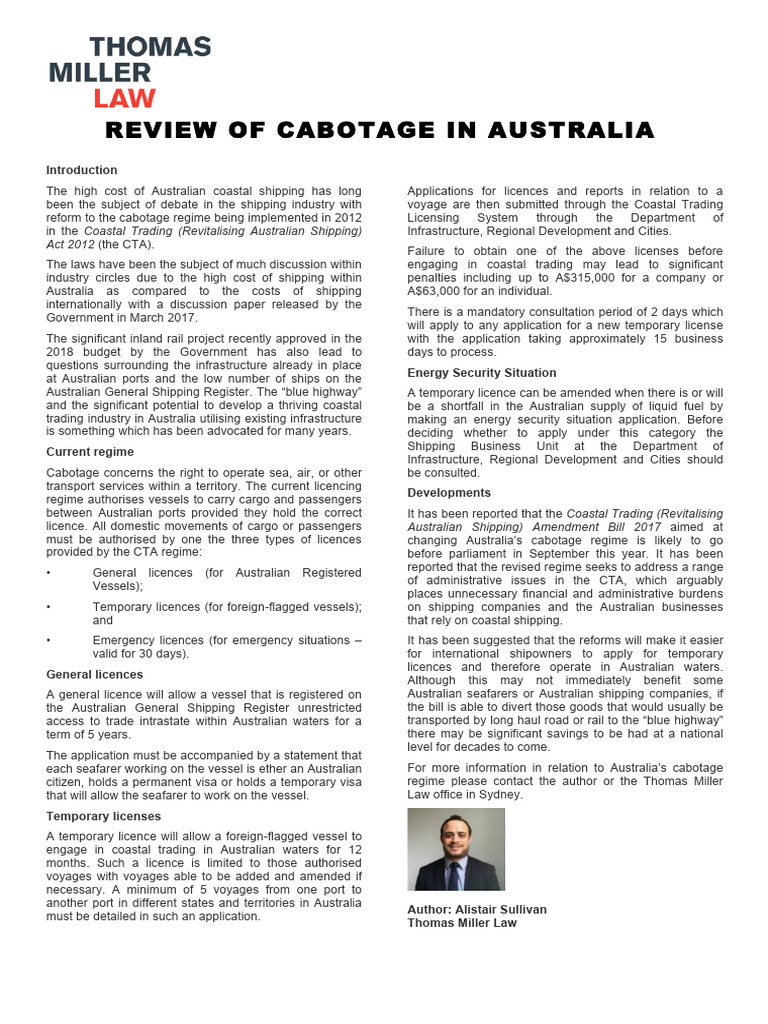 Review of Australia's Cabotage Regime | PDF | Australia