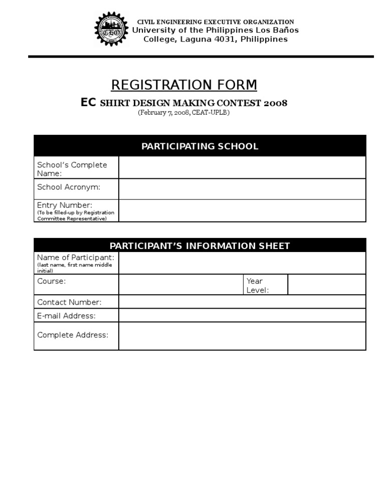 EC Shirt Design Contest Registration 2008 | PDF