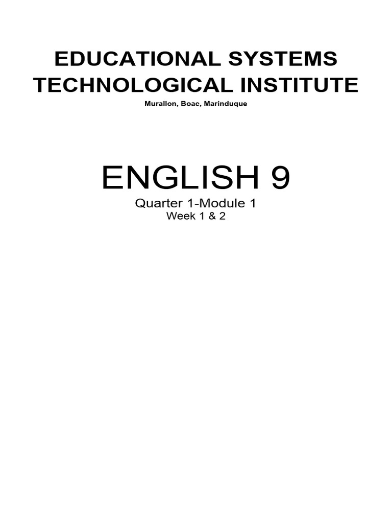 ENGLISH-9-Q1-Week-1-2 | PDF | Verb | Morphology