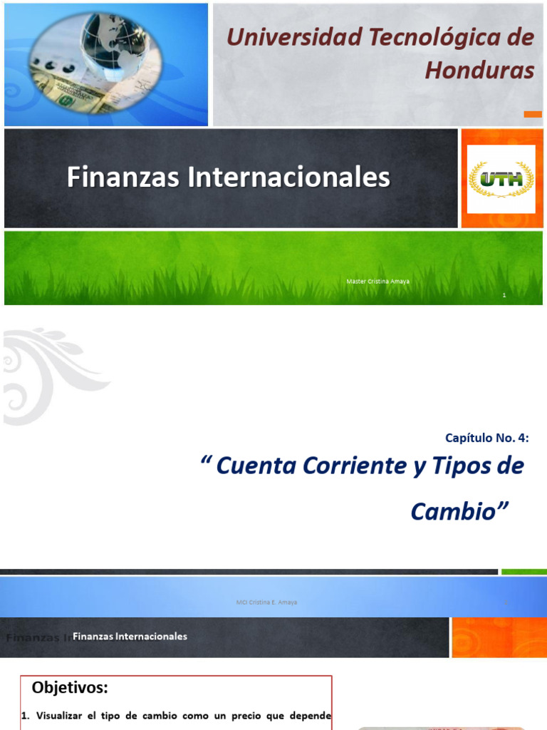 Presentacion Finanzas Internacionales 4 Cuenta corriente y tipos de cambio | PDF | Tipo de ...