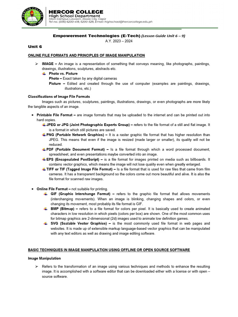 E-Tech Lesson Guide - Unit 6-9 | Download Free PDF | Html Element | World Wide Web
