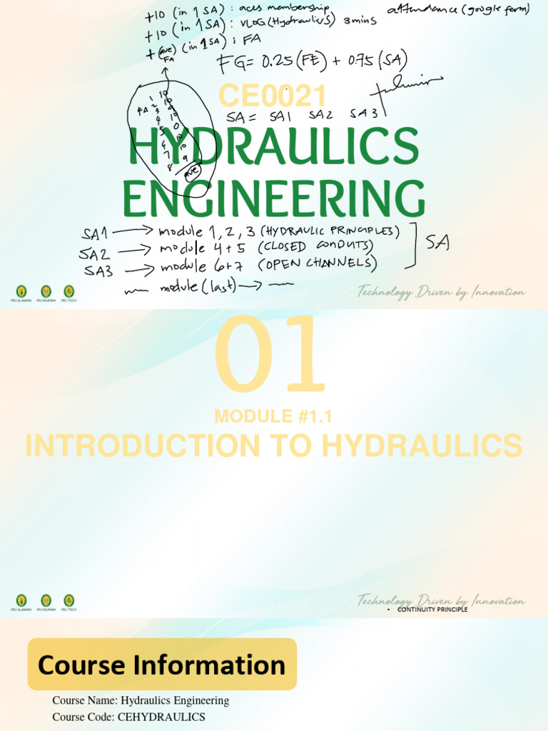 Module 1.1 and 1.2 - Introduction To Hydraulics | PDF | Fluid Mechanics | Fluid Dynamics