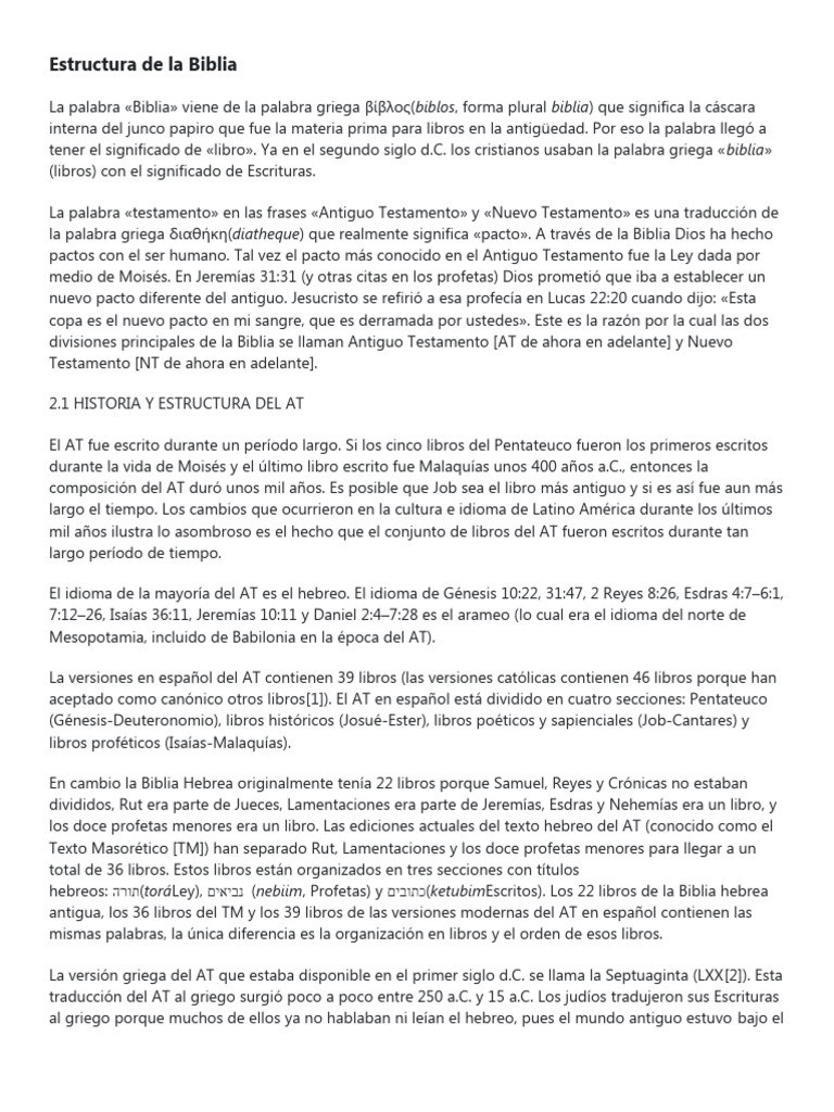 Estructura De La Biblia Pdf Septuaginta Biblia