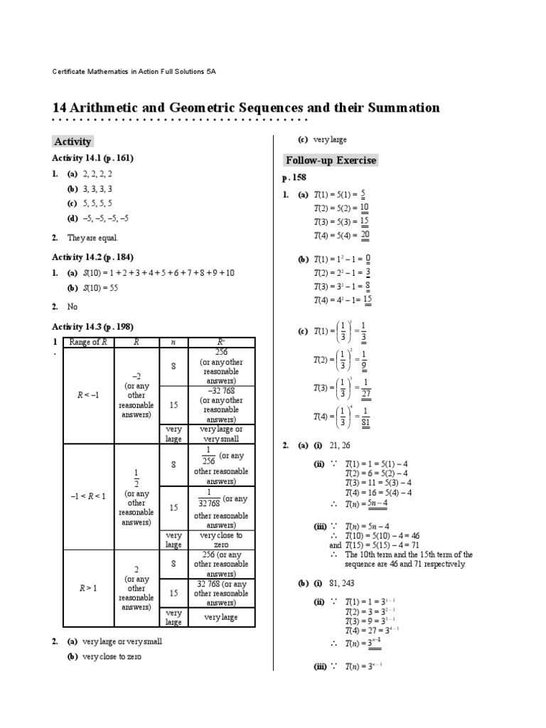 5ACh14 (Arithmetic and Geometric Sequences and Their Summation) | PDF | Summation | Mathematical ...