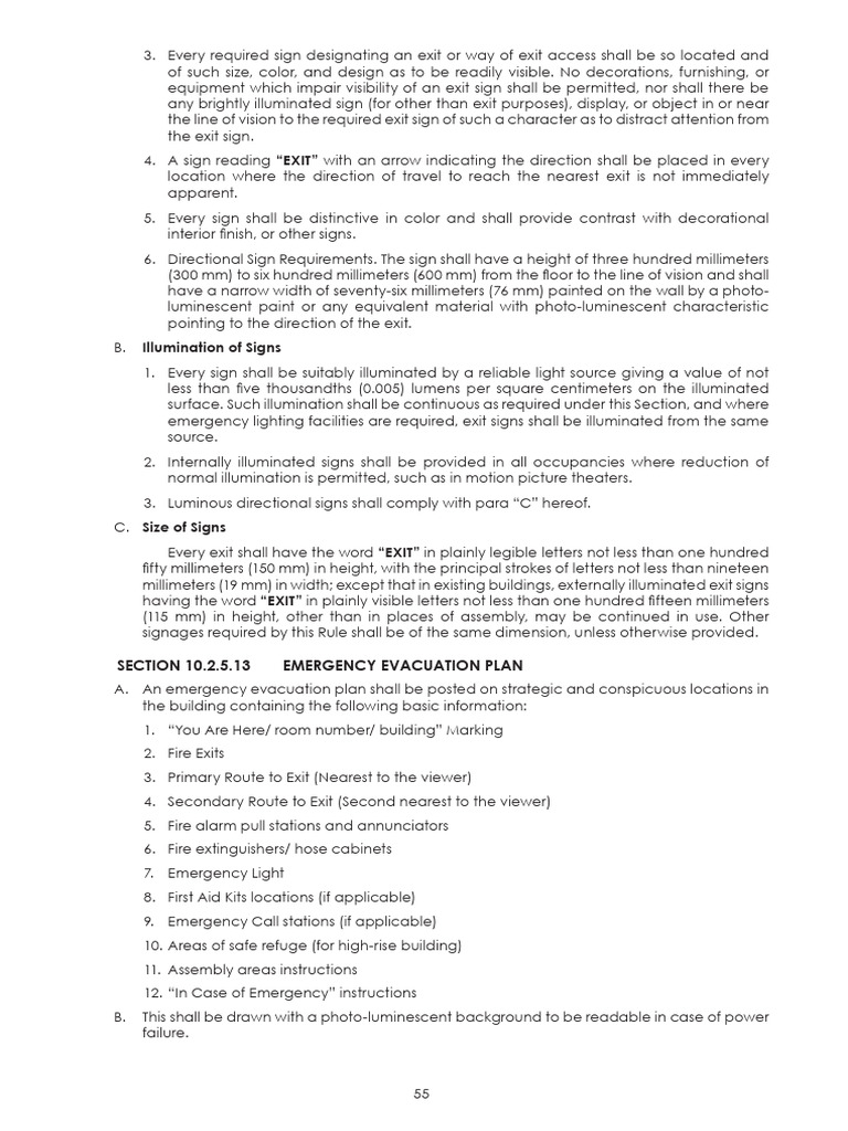 Evacuation Signage note | PDF | Lighting | Wall