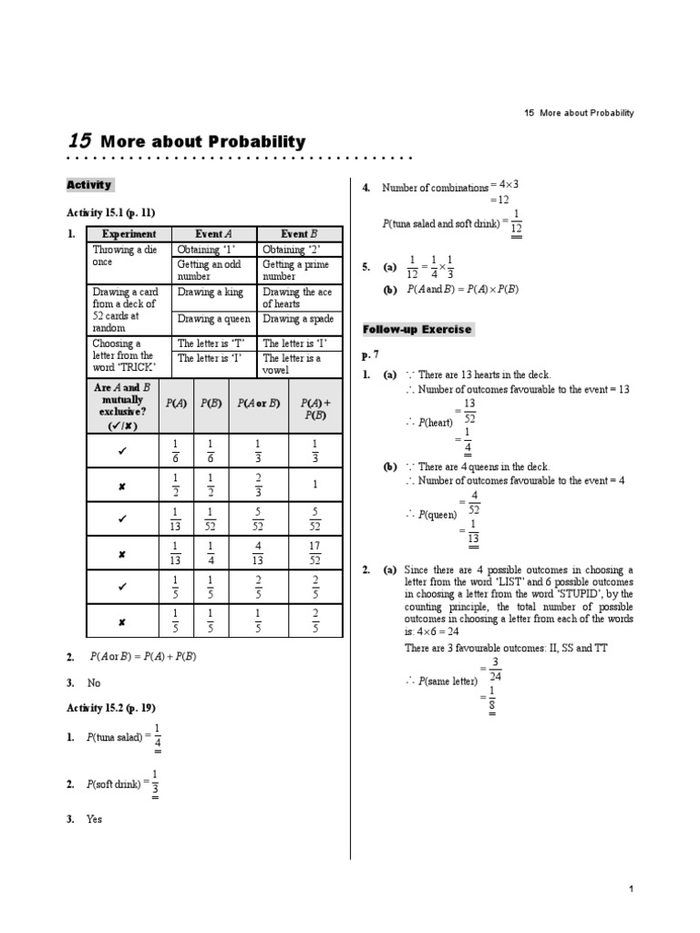 5BCh15 (More About Probability) | PDF | Probability | Teaching Mathematics