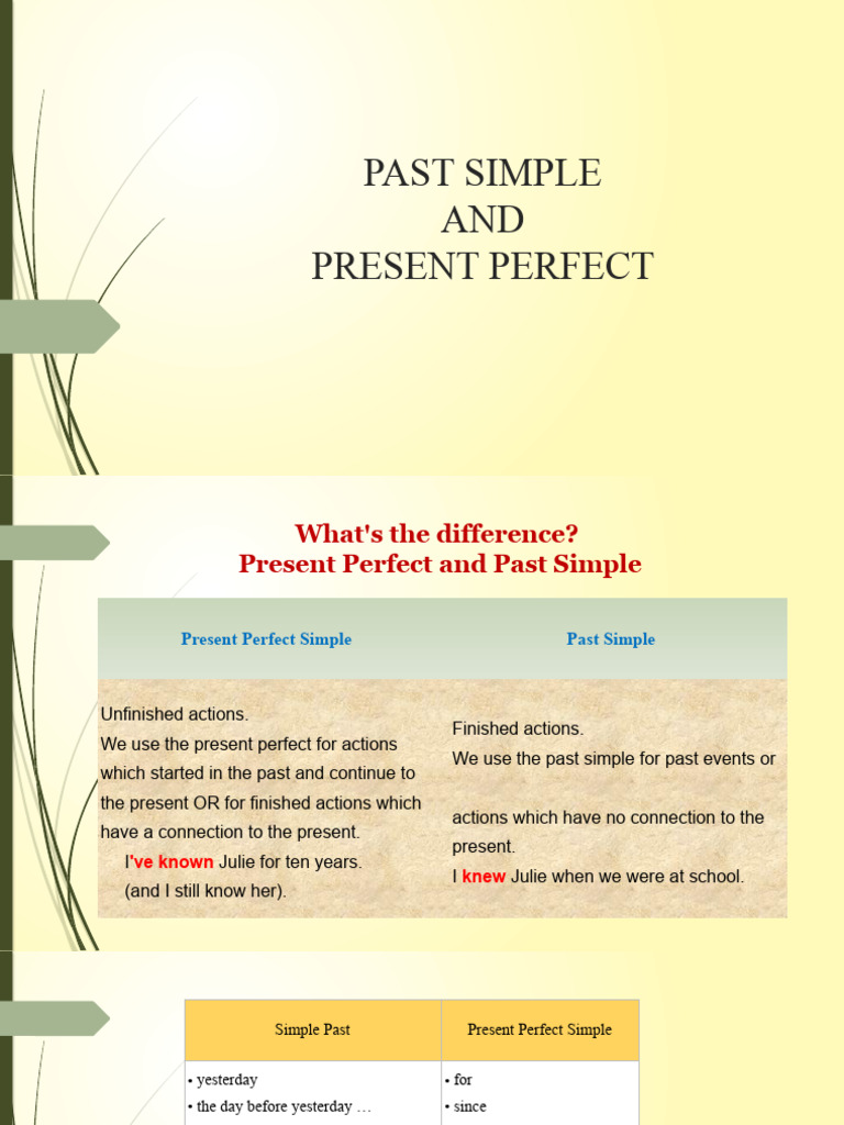 Past Simple - Present Perfect Tense | PDF | Language Mechanics | Grammar