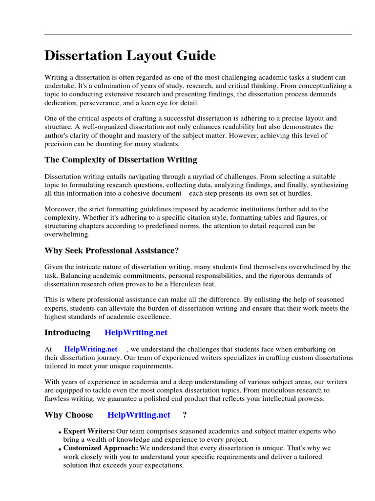 Dissertation Layout Guide | PDF | Thesis | Methodology