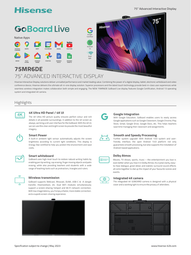 75MR6DE Datasheet v9 | PDF | Android (Operating System) | Computing