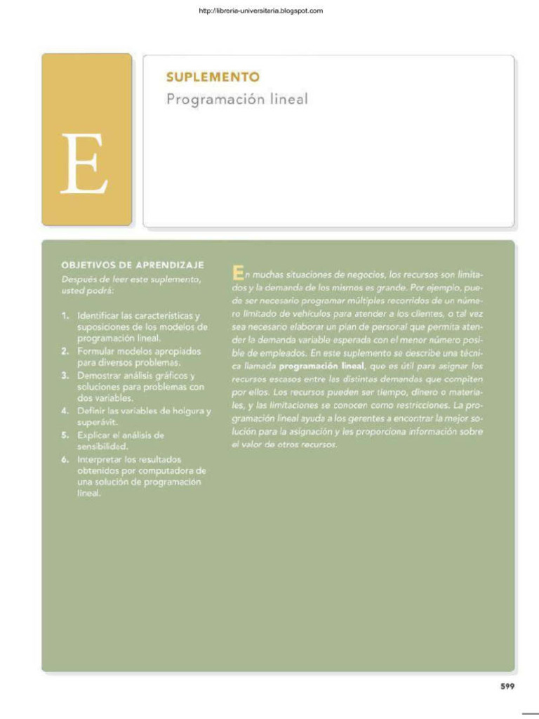 Programacion Lineal | PDF