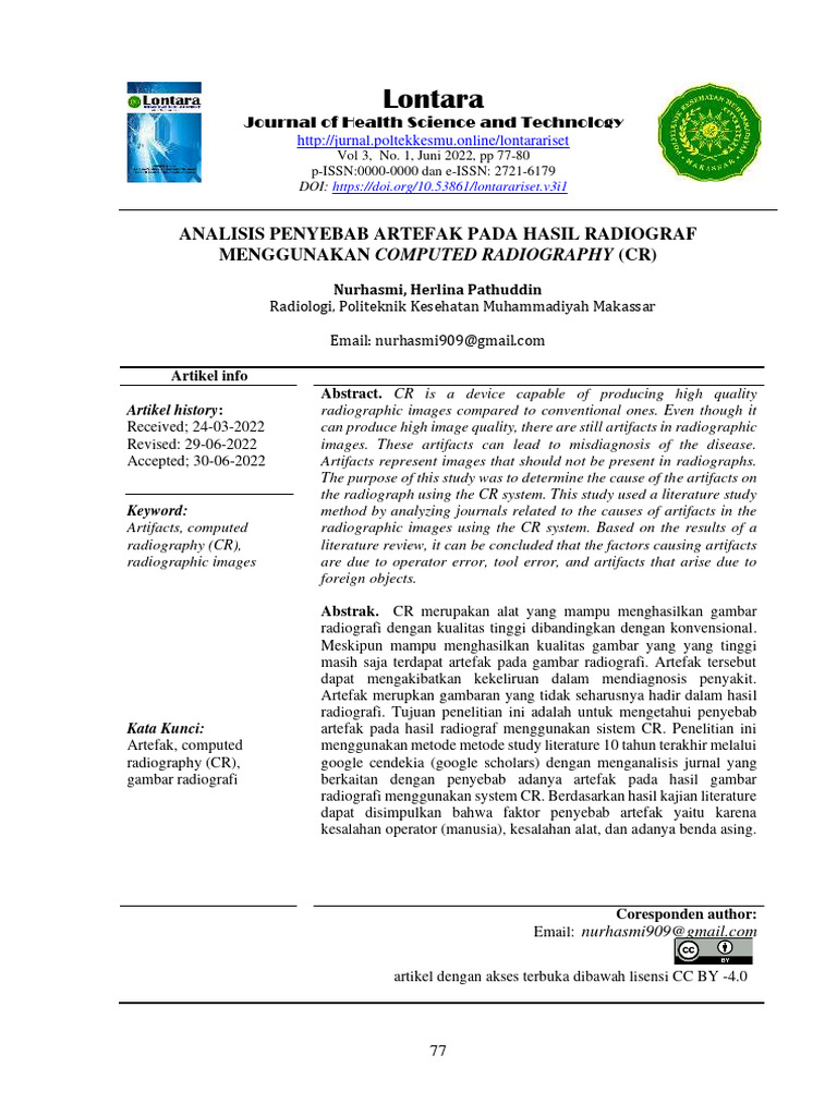 Analisis Penyebab Artefak Pada Hasil Rad | PDF