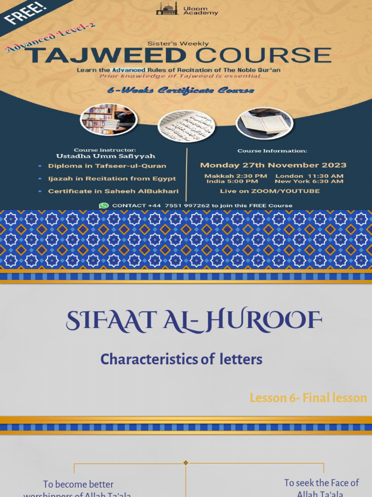 Sifaat Al Huroof - Lesson 6 | PDF
