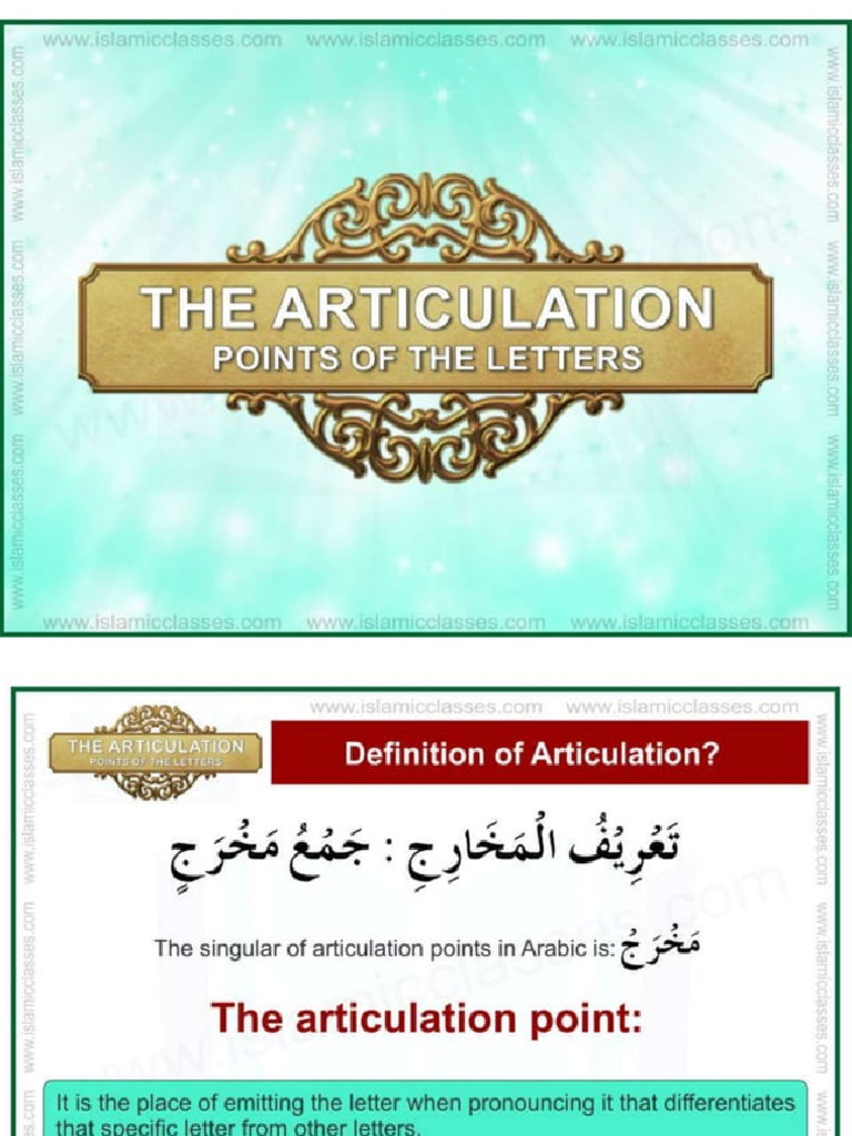 Articulation Points of Arabic Letters | PDF