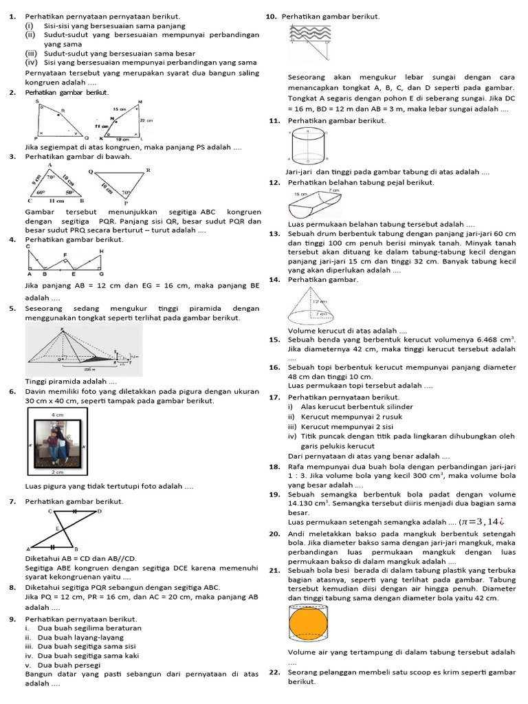 Matematika Kelas Ix Tapel 2023-2024 | PDF
