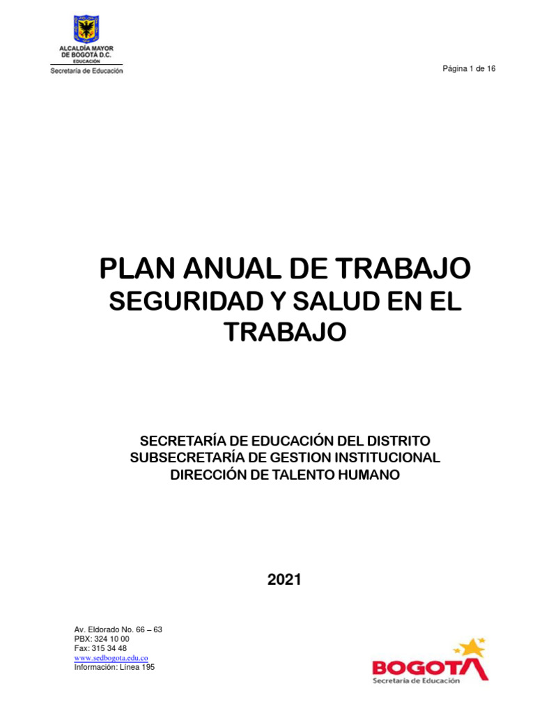 9 Plan Anual de Seguridad y Salud en El Trabajo 2021 | PDF | Seguridad y salud ocupacional | Valores