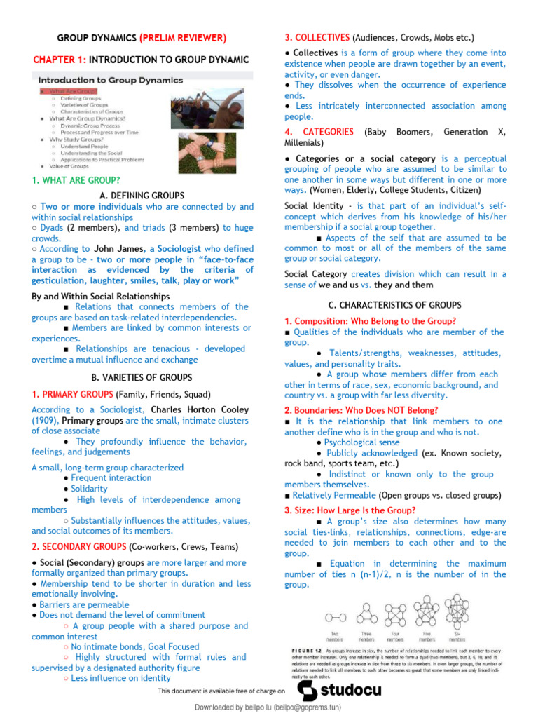 Group Dynamics Prelim Reviewer Merged Pages Deleted Compressed | PDF | Loneliness | Emotions