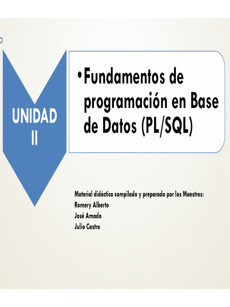 INF520 BD II Unidad - 2 | PDF | SQL | Pl / Sql