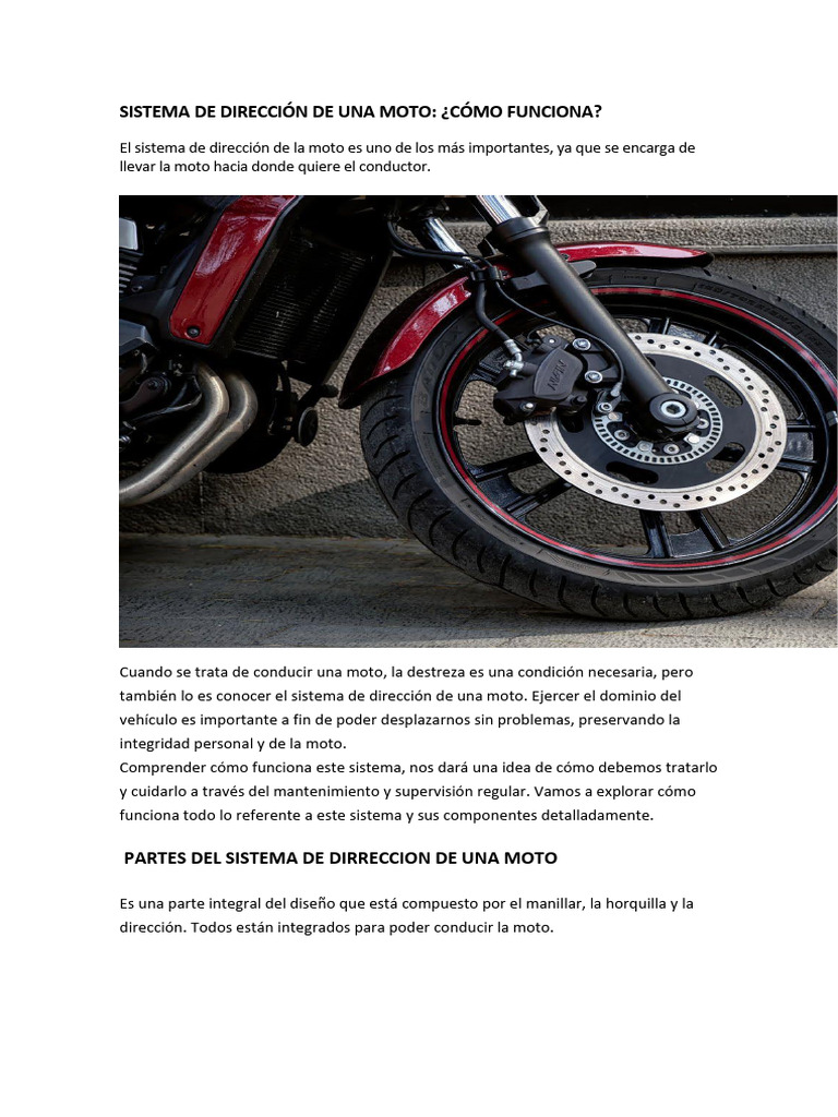 Sistema de Dirección de Una Moto | PDF | Direccion | Motocicleta