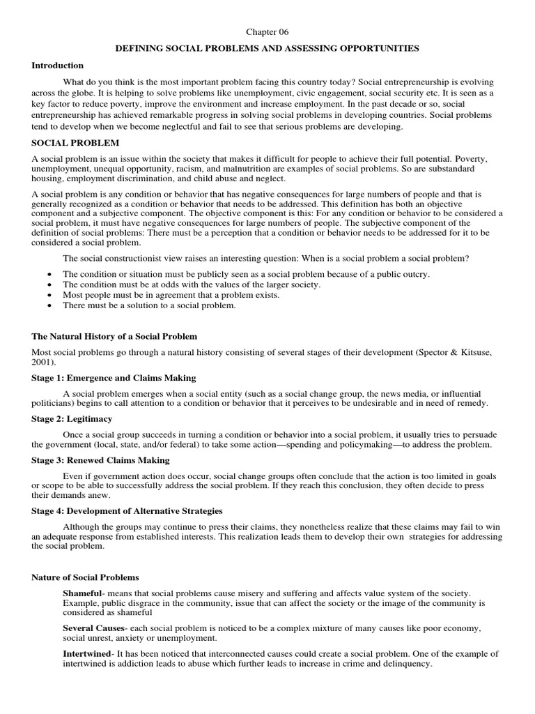 Chapter 06 Defining Social Problems and Assessing Opportunities Module ...