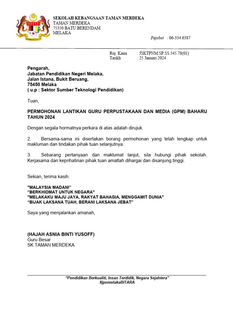 Contoh Surat Permohonan GPM | PDF