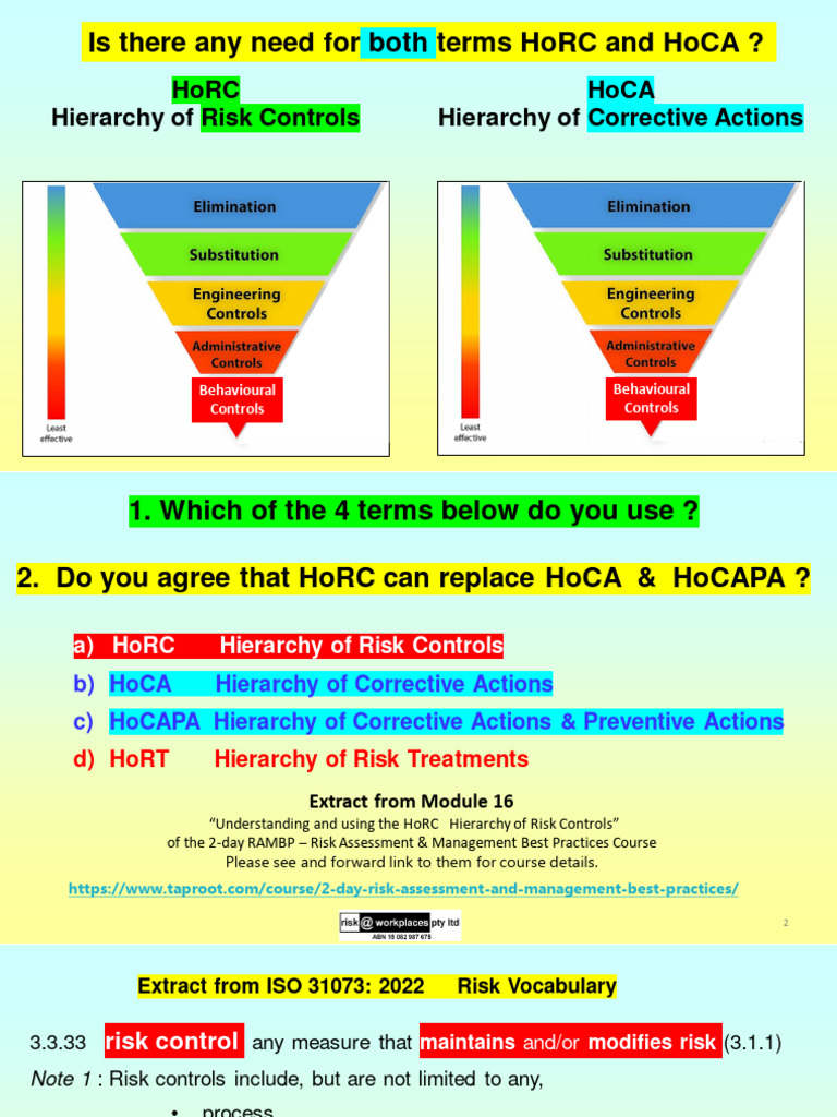 Comparison of HoRC and HoCA | PDF | Risk | Risk Management