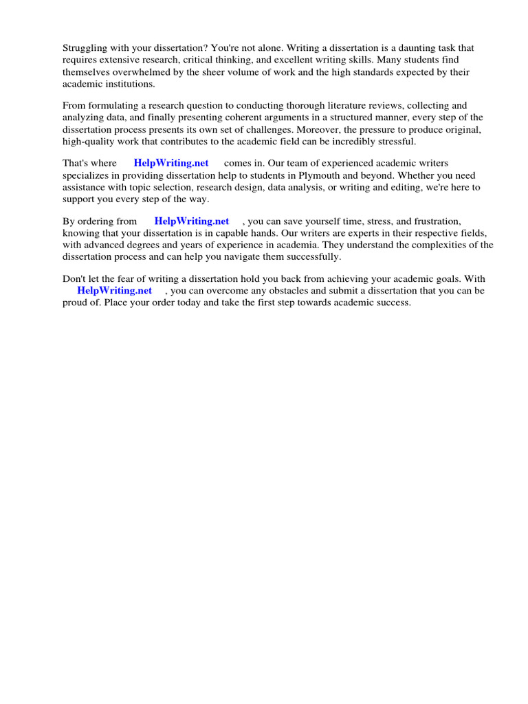 Dissertation Help Plymouth | PDF | Thesis | Apa Style