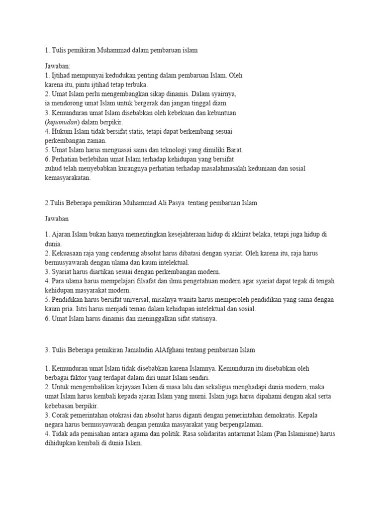Pemikiran Pembaruan Islam oleh Tokoh Terkenal | PDF
