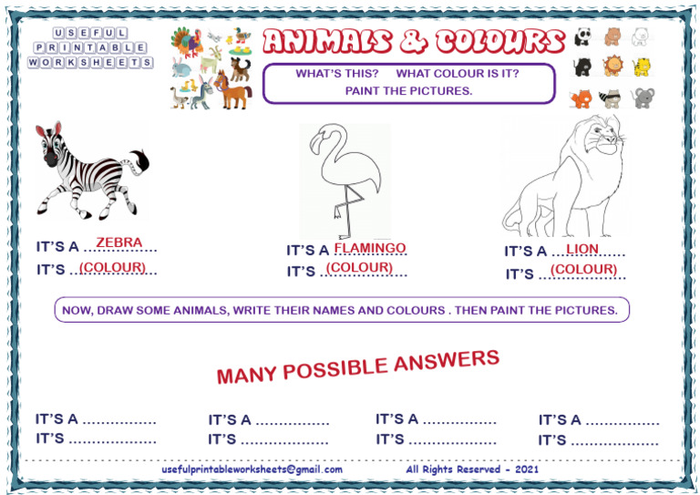 Animals and colours - key answers | PDF