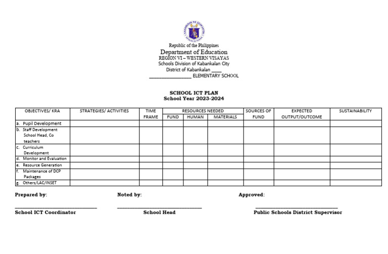 SCHOOL-ICT-PLAN Template - SY 2023 - 2024 | PDF | Social Science