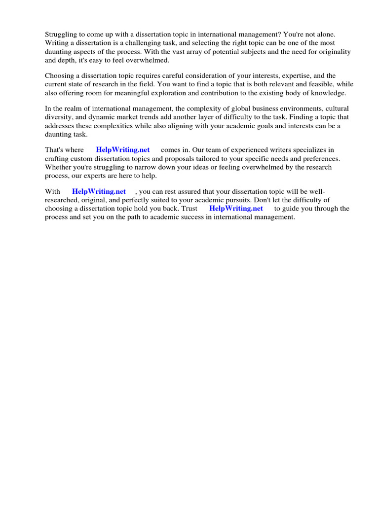 Dissertation Topics International Management | PDF | Thesis | Artificial Intelligence