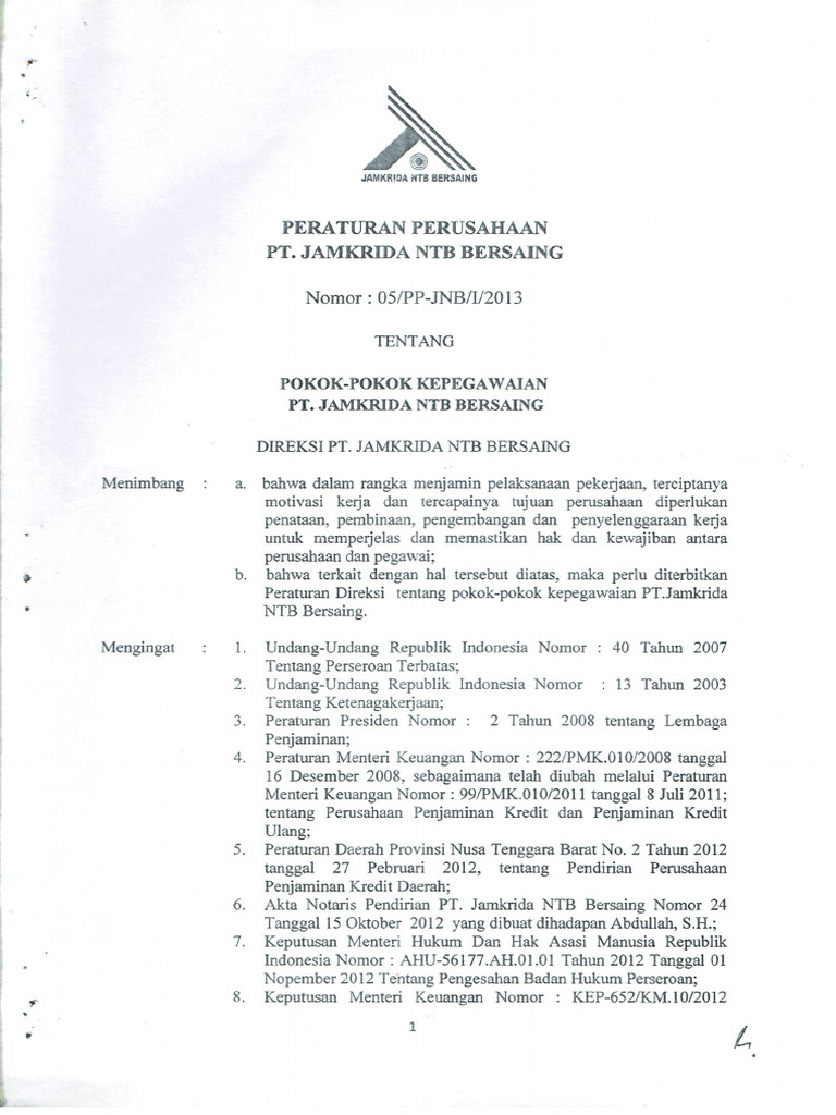 Contoh Draft Pokok-Pokok Kepegawaian | PDF