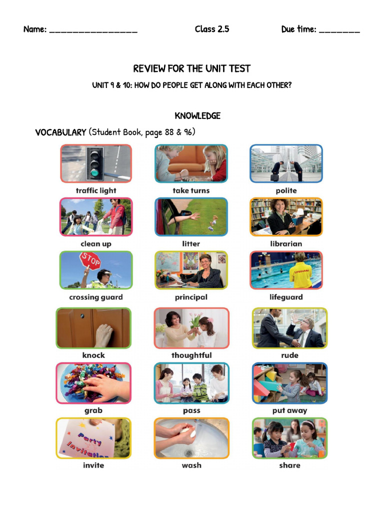 Unit Test Review - Unit 9 & 10 - Grade 2 | PDF | Linguistics