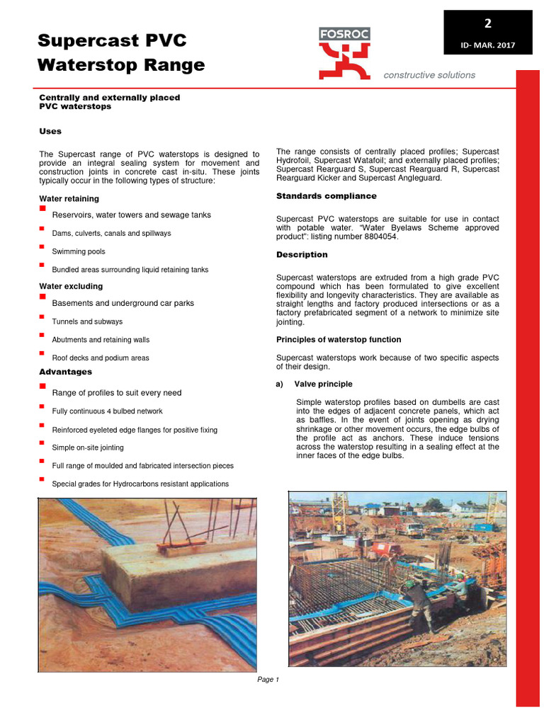 TDS-SUPERCAST-PVC-WATERSTOP | PDF | Concrete | Welding