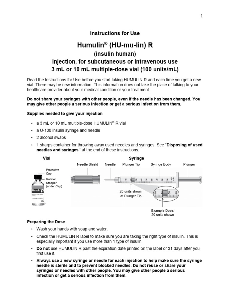 Humulin R Ifu | PDF | Syringe | Injection (Medicine)