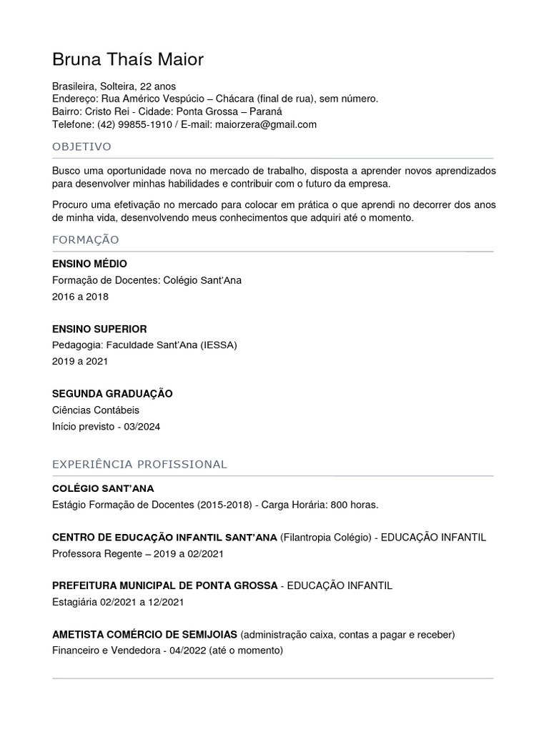 Currículo Bruna | PDF