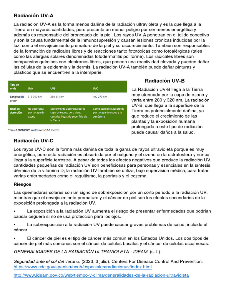 Radiación UV | PDF | Ultravioleta | Partículas