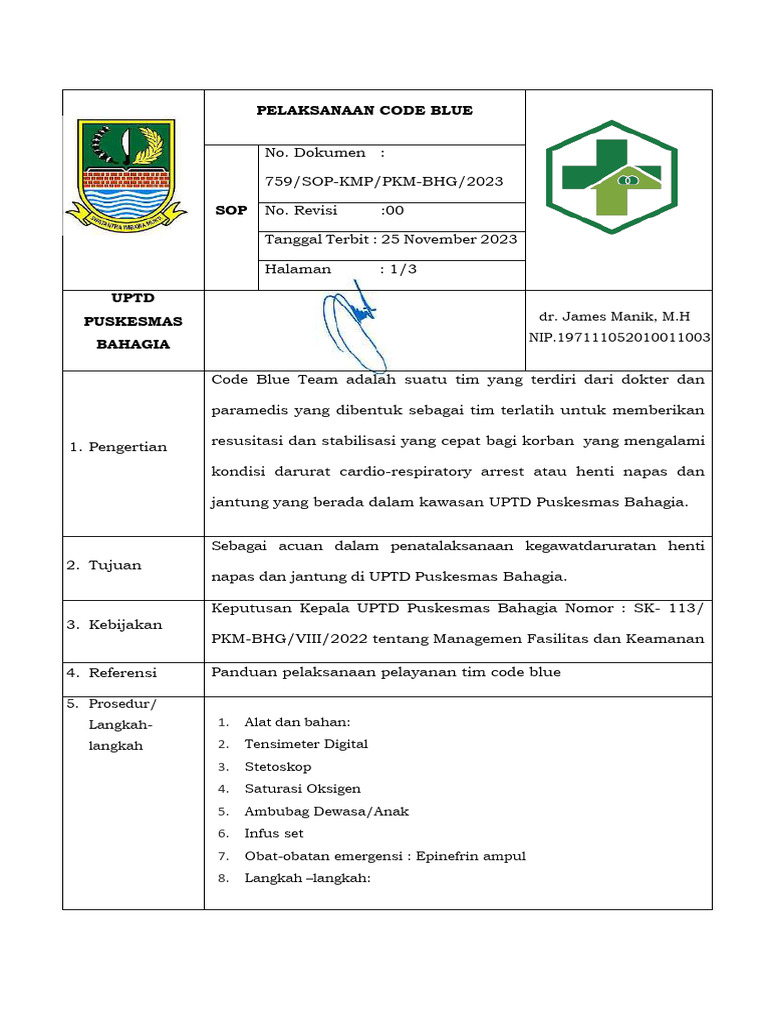 759 SOP Code Blue | PDF