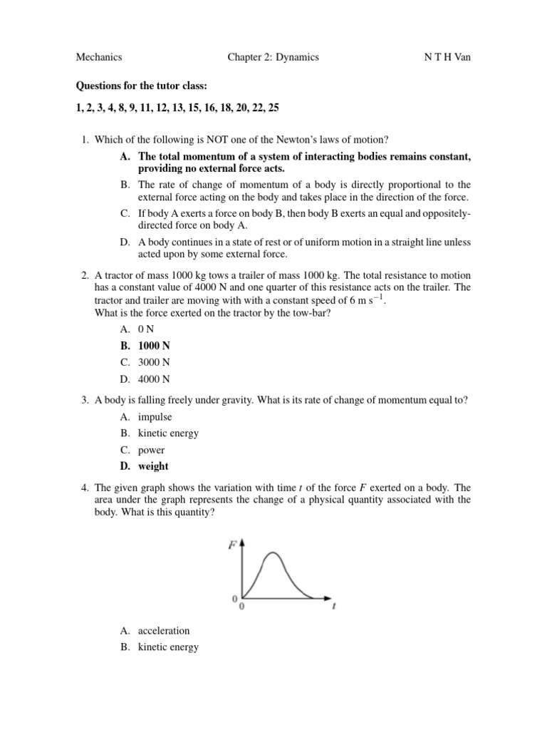 Dynamics Questions and Solutions | PDF | Force | Newton's Laws Of Motion