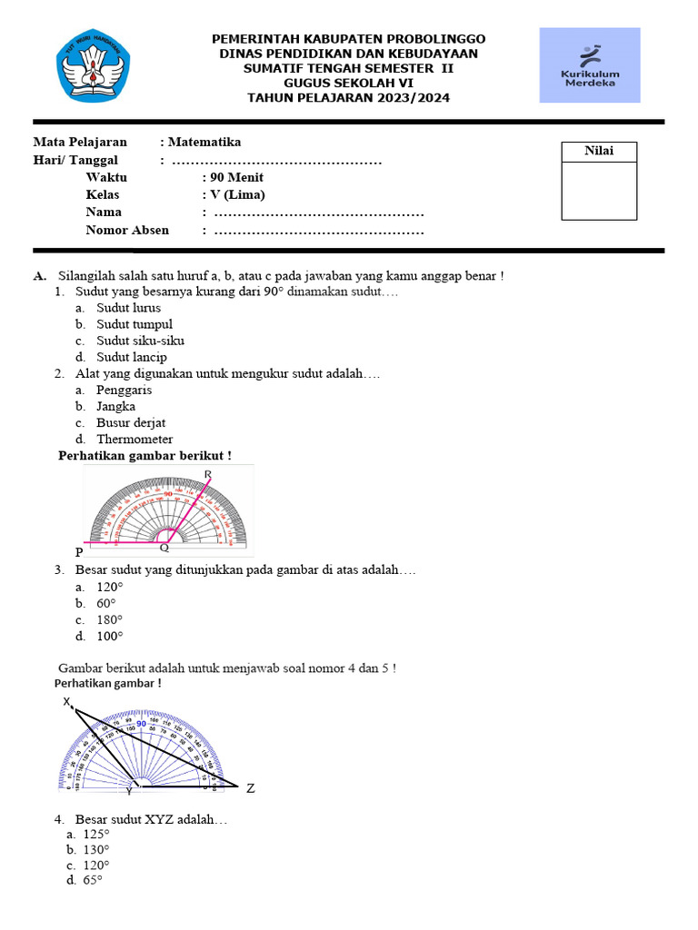 SOAL MTK STS 2 - Edit | PDF