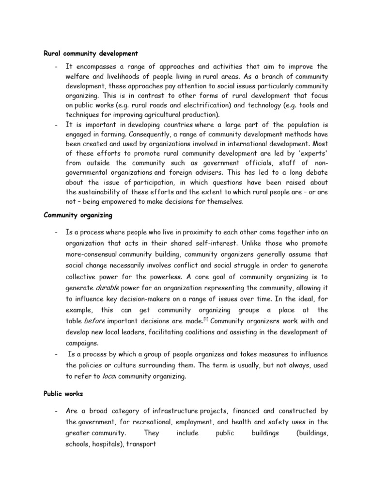 Rural Community Development | PDF | Public Works | Infrastructure