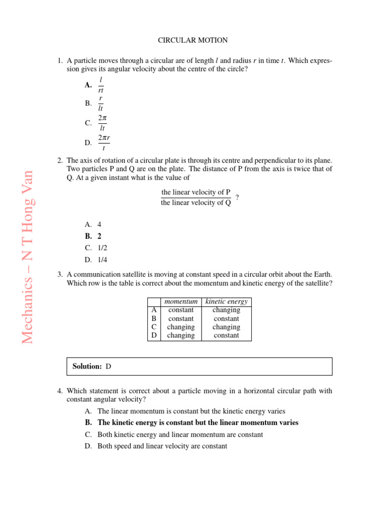 USTH B1 ExerciseMechanics Part5 Solution | PDF | Rotation Around A ...
