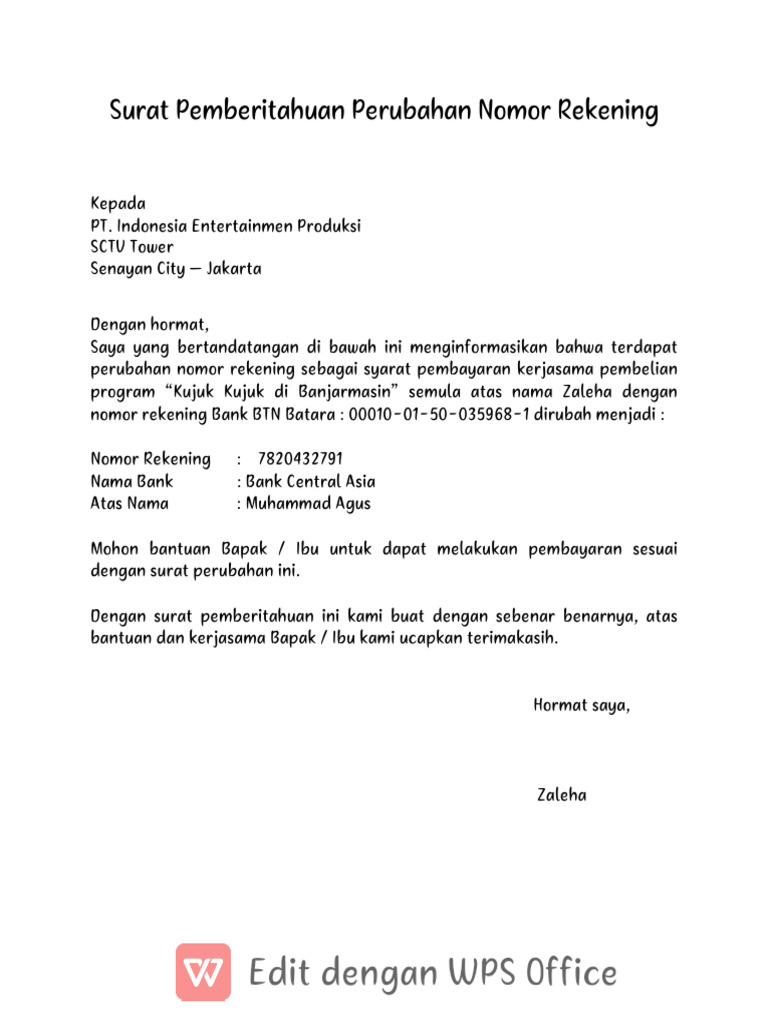 Perubahan Rekening | PDF