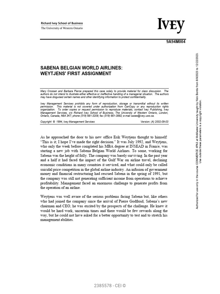 Weytjen's First Assignment Case Study | PDF