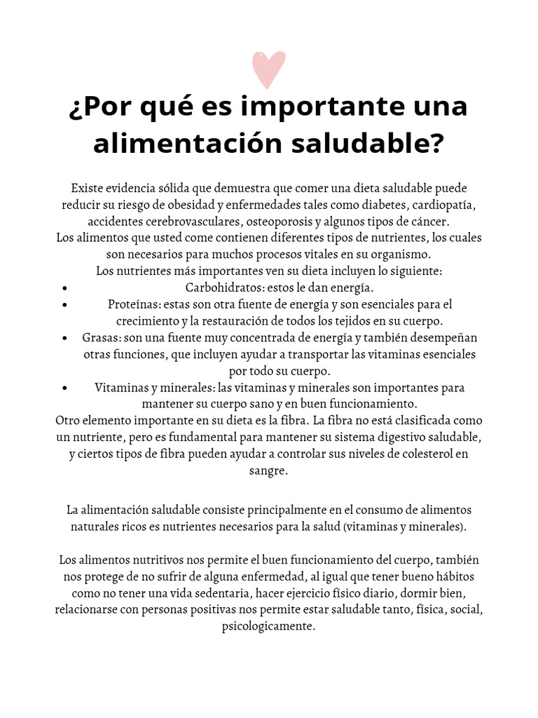 Importancia de una alimentación saludable | PDF | Alimentos | Nutrientes