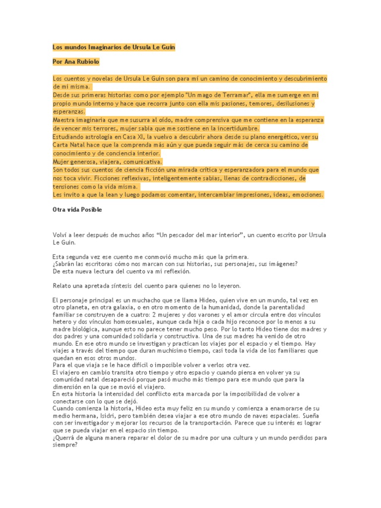Los Mundos Imaginarios de Ursula Le Guin | PDF | Cuentos | Amor