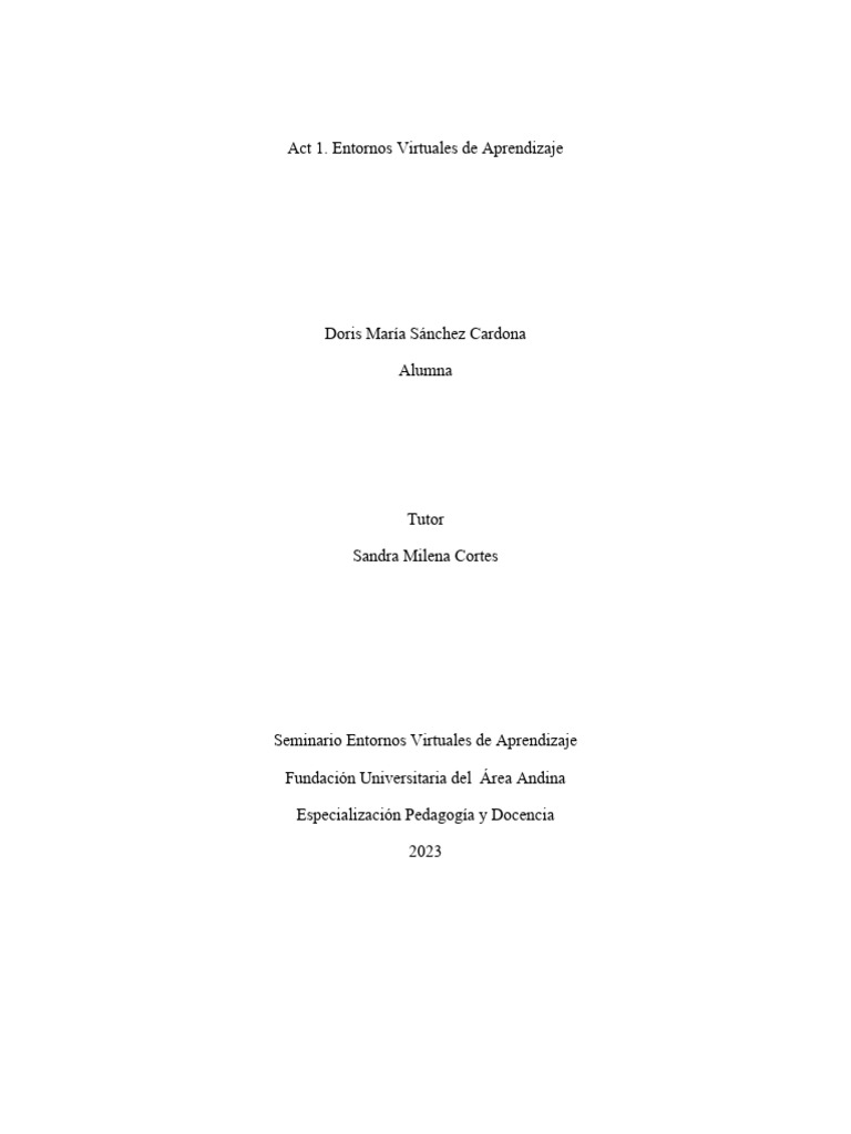 Act 1 DORIS SANCHEZ Ent Virtuales | Descargar gratis PDF | Comunicación ...