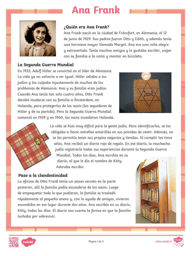 Ana Frank: Vida y legado en guerra | PDF | Anne Frank