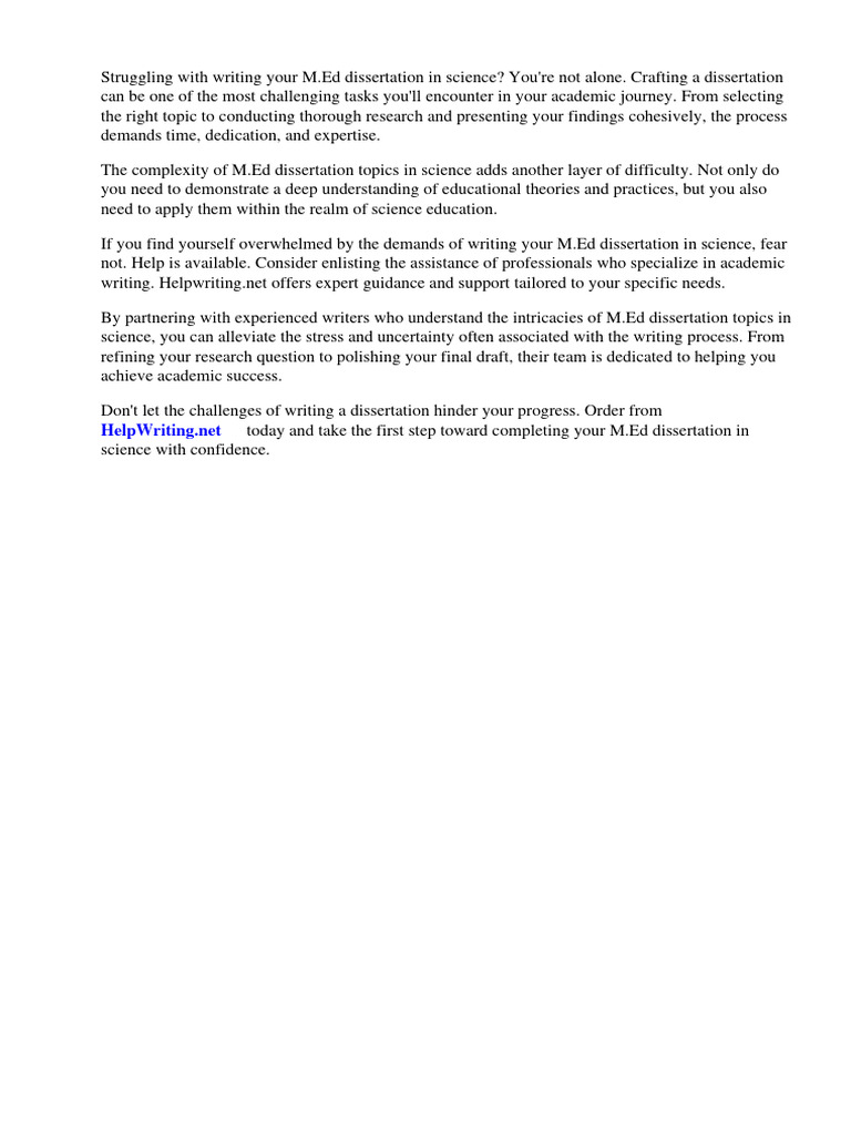 M.ed Dissertation Topics in Science | PDF | Thesis | Science