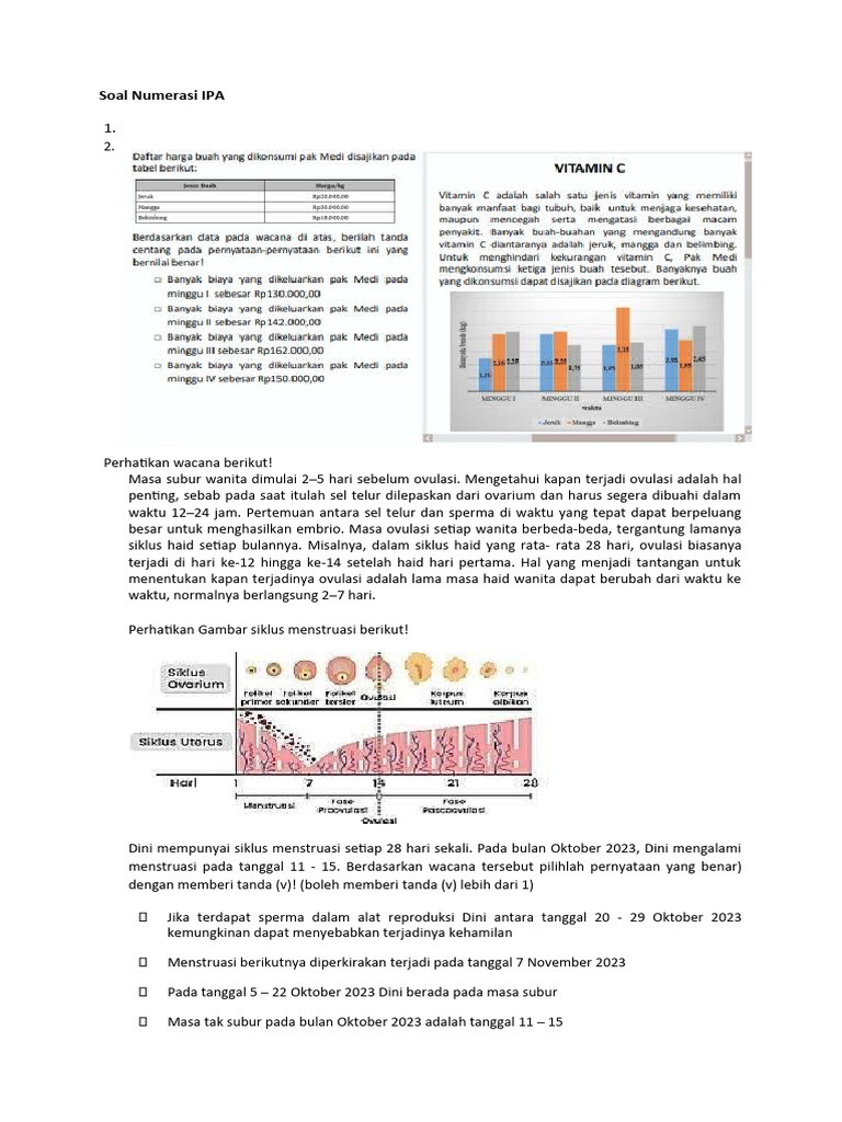 Soal Numerasi Literasi IPA - Putri Rahayu | PDF